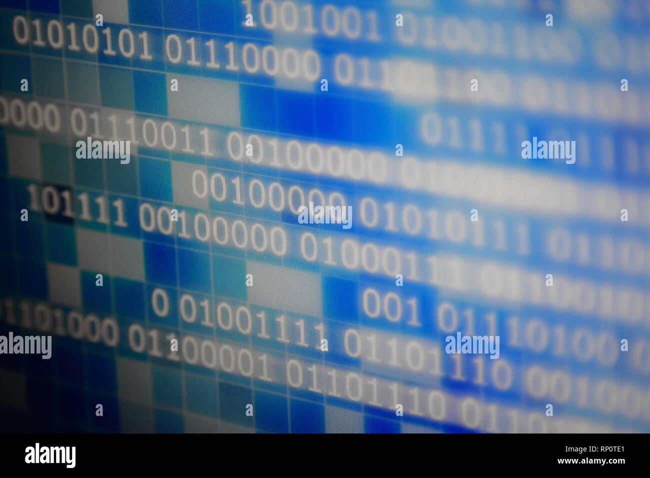 power of digital big data. close up image of one and zero icon for data server business concepts ...