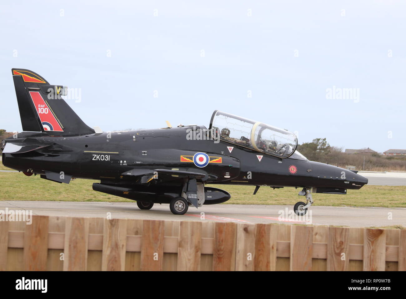 BAE Hawk T2trainer jet at RAF Valley, Anglesey, Wales Stock Photo - Alamy