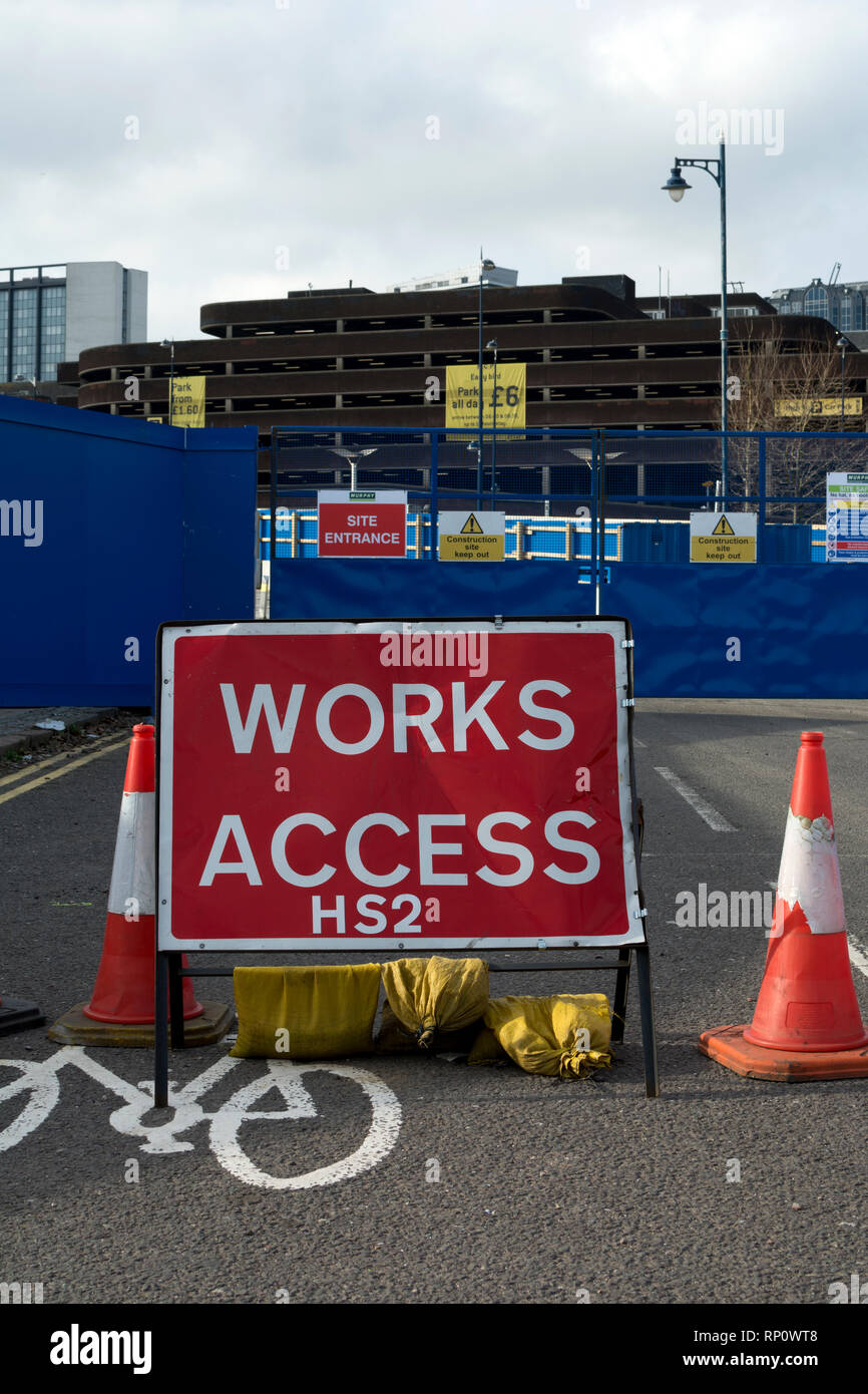 HS2 works access sign, Birmingham, England, UK Stock Photo - Alamy
