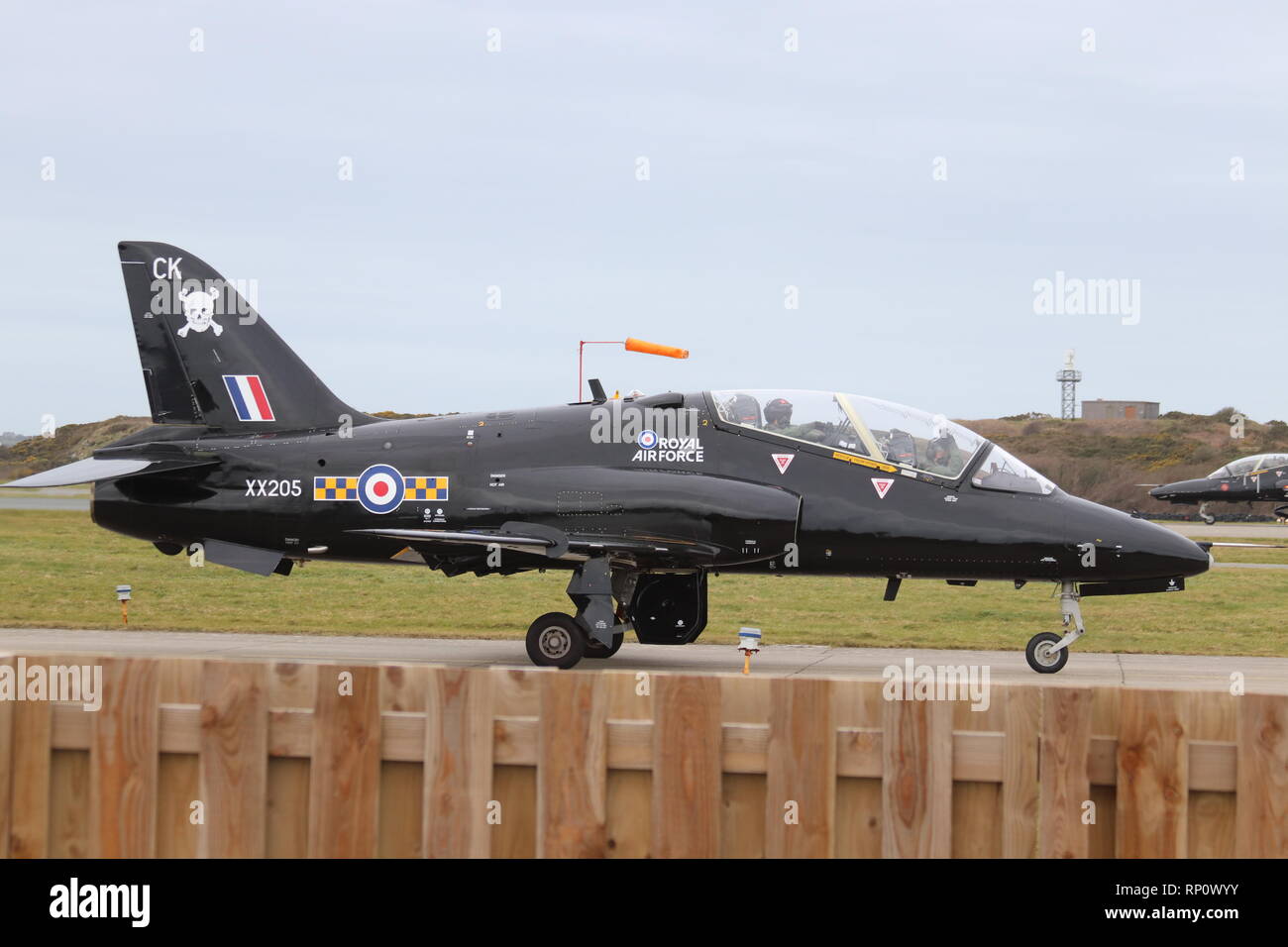 BAE Hawk T2trainer jet at RAF Valley, Anglesey, Wales Stock Photo - Alamy