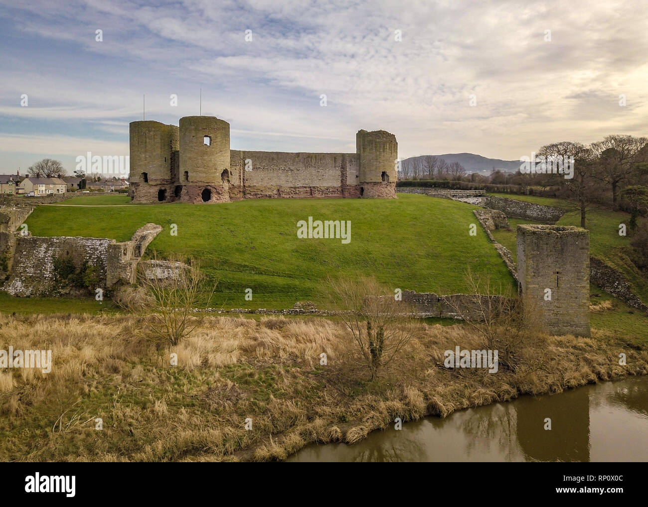 Rhuddlan castle aerial hi-res stock photography and images - Alamy