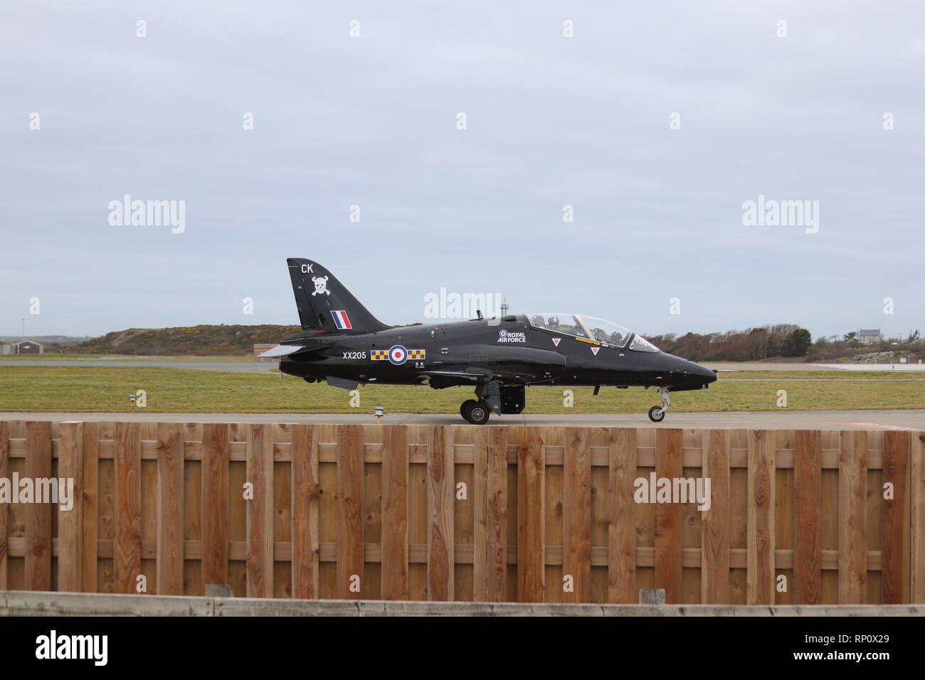 BAE Hawk T2trainer jet at RAF Valley, Anglesey, Wales Stock Photo - Alamy