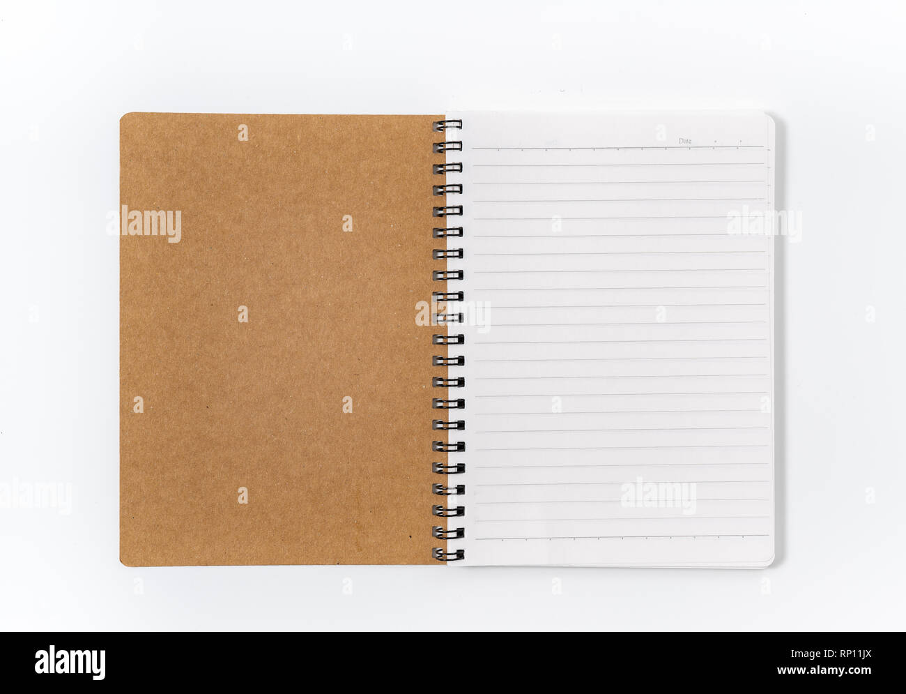 Brown spiral notebook isolated on white background.top view Stock Photo ...