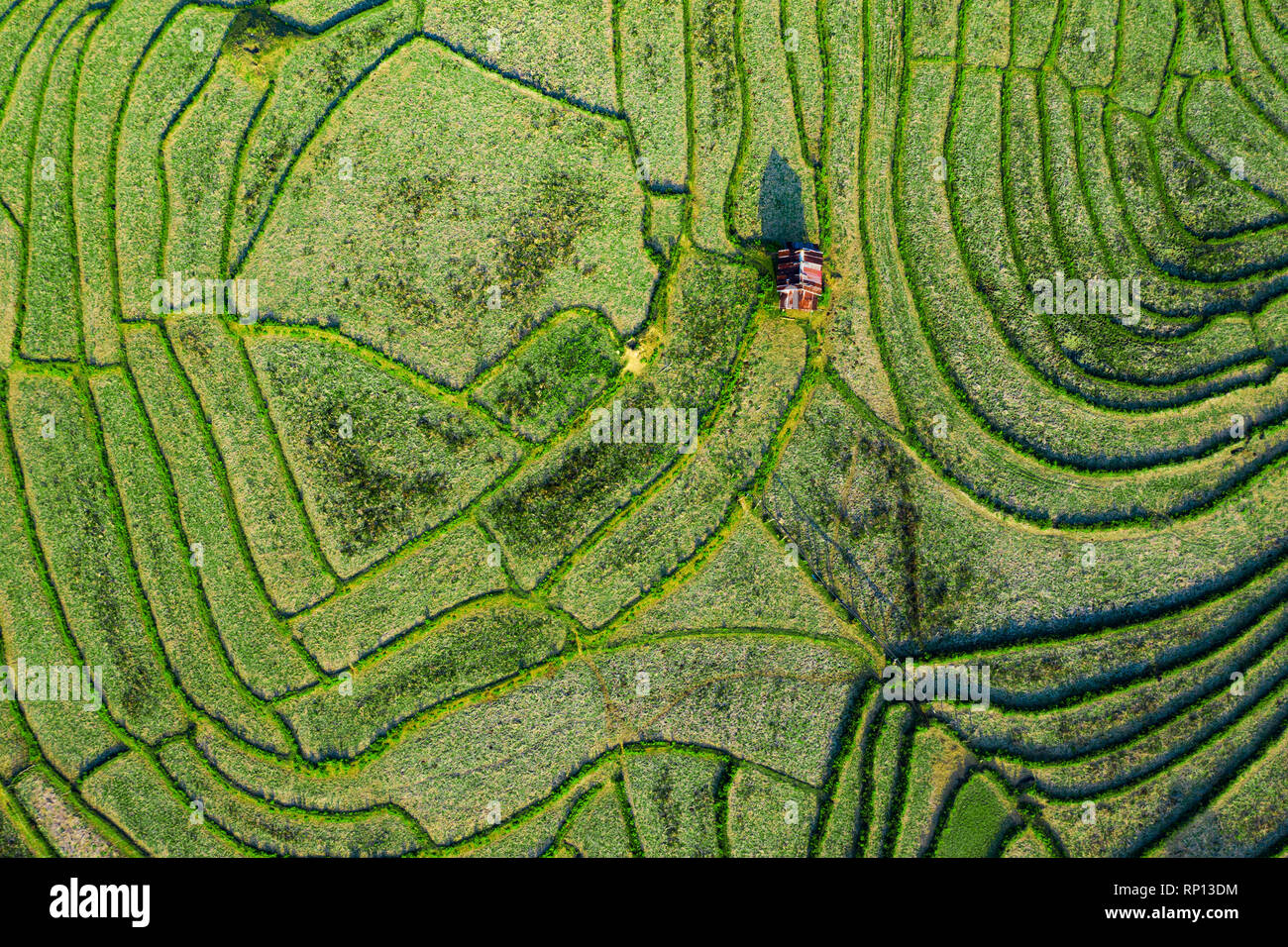 (View from above) Stunning aerial view of a little hut on a spectacular ...