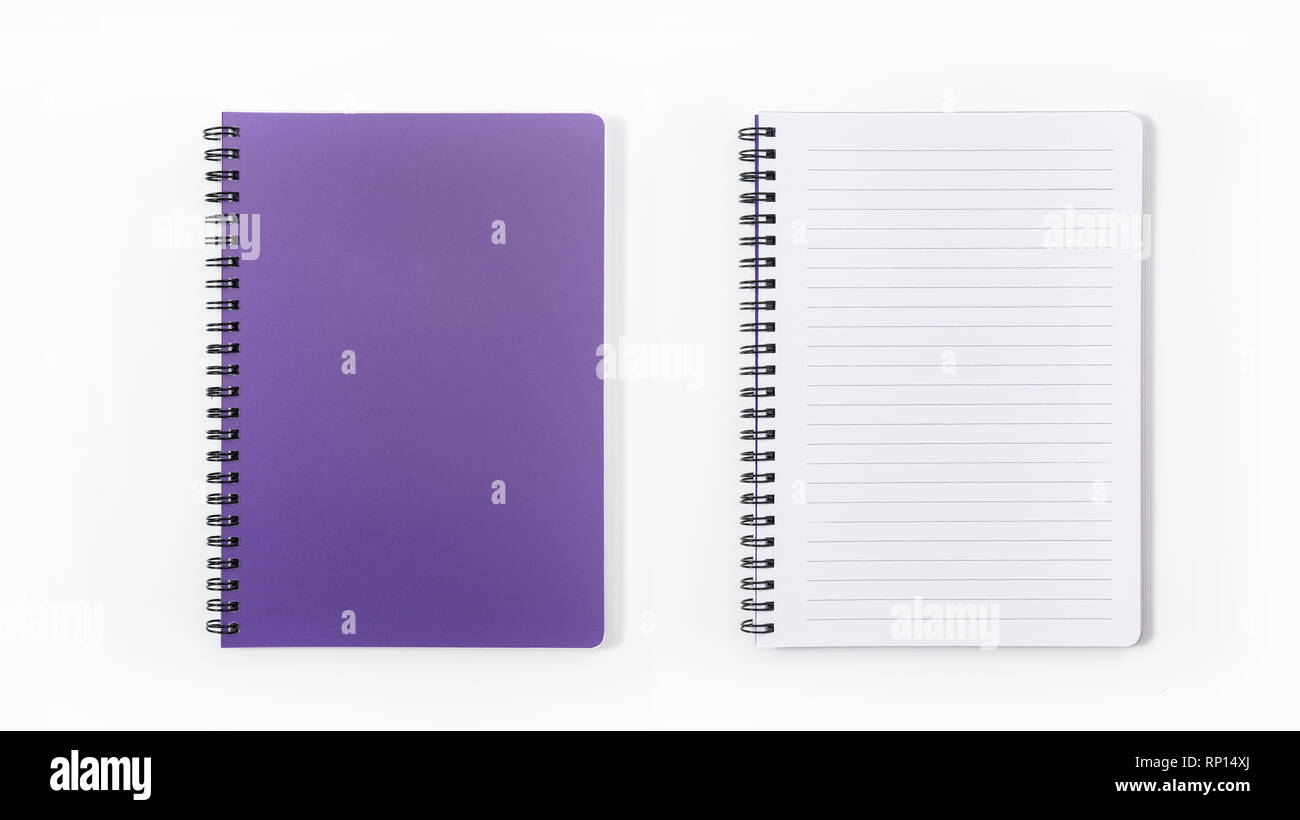 Business concept - Top view collection of spiral kraft notebook front ...