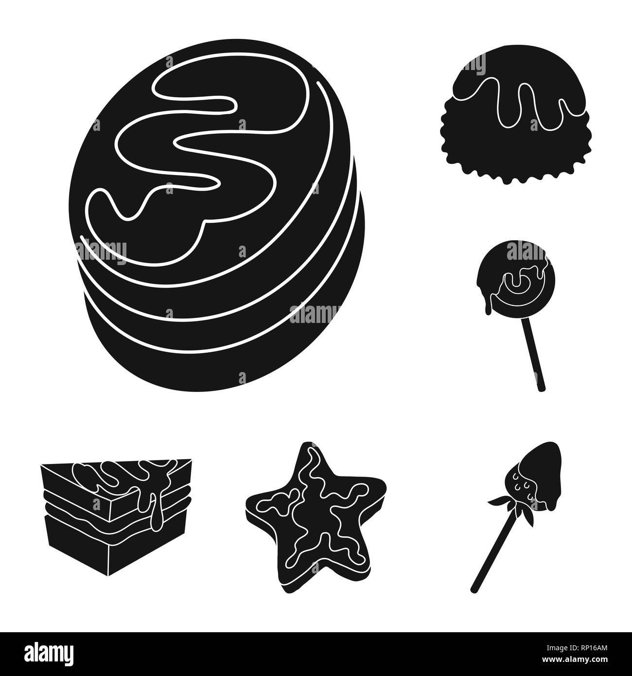 Vector illustration of sweetness and product sign. Collection of ...