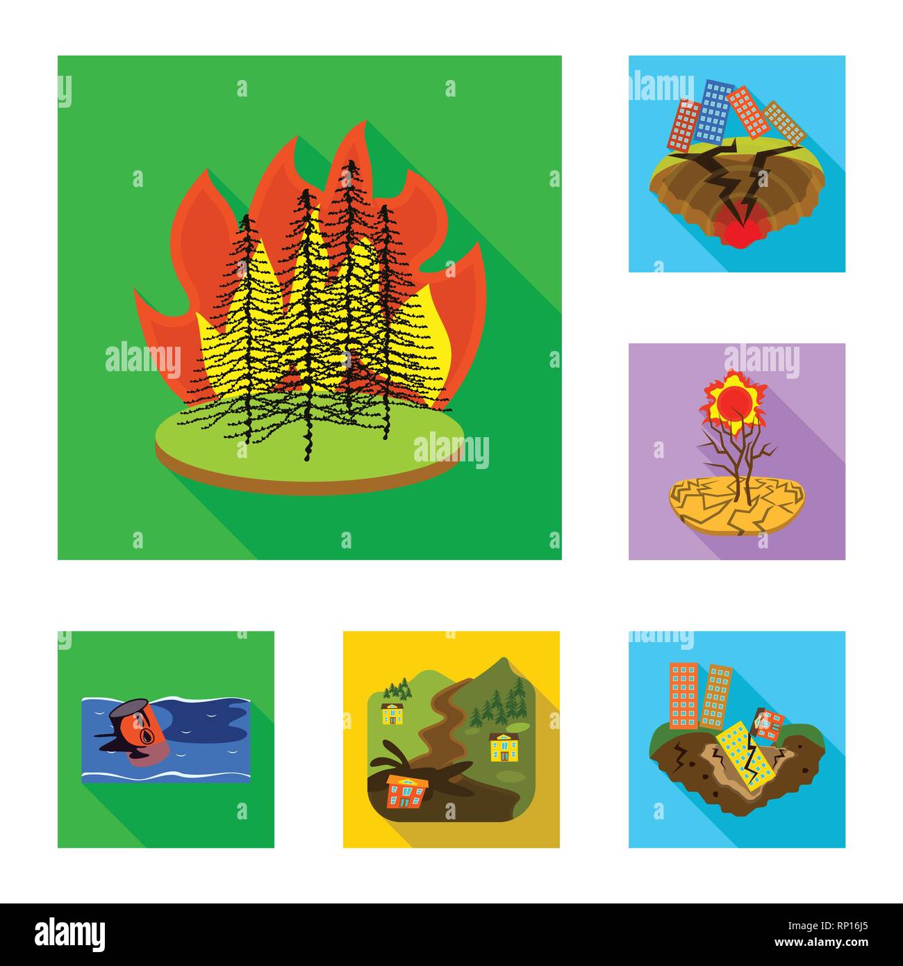 Vector illustration of collapse and environment sign. Set of collapse ...