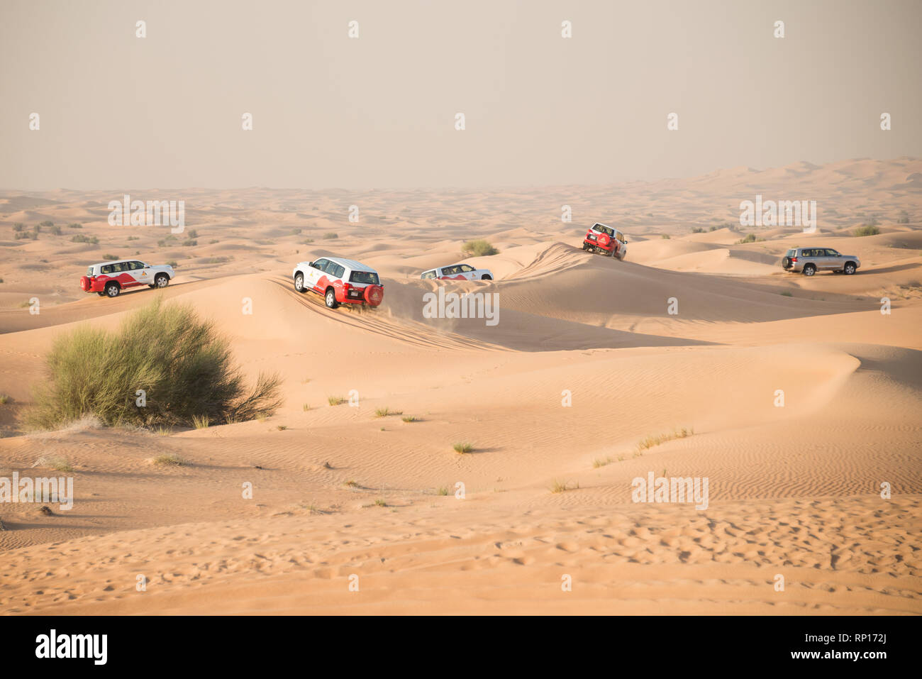 DUBAI, UAE - February 18, 2018: Desert safari - driving off-road ...