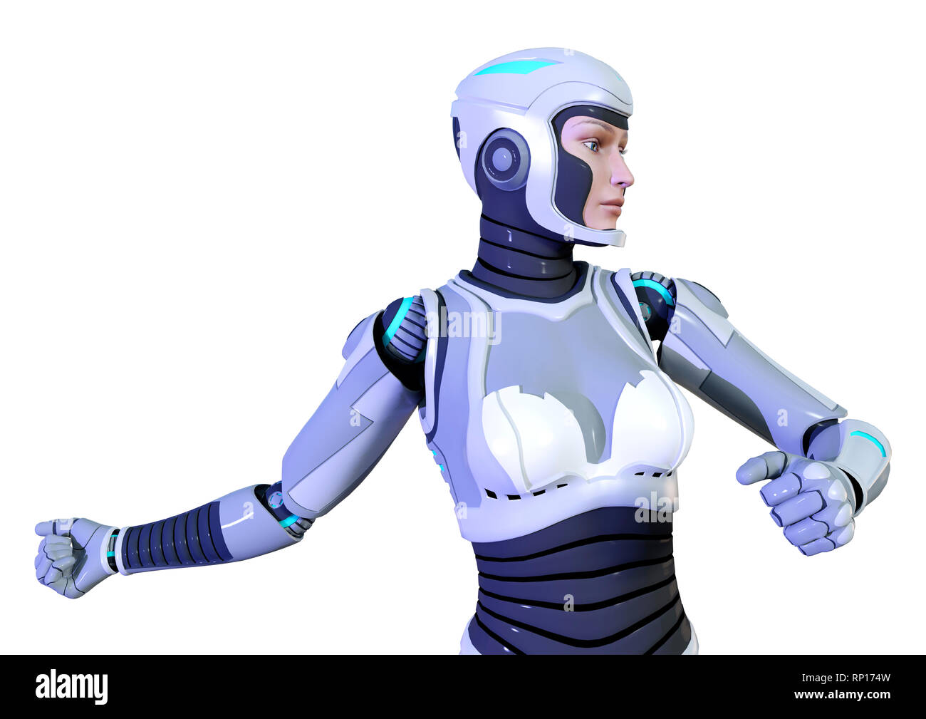 3D rendering of a female robot isolated on white background Stock Photo ...