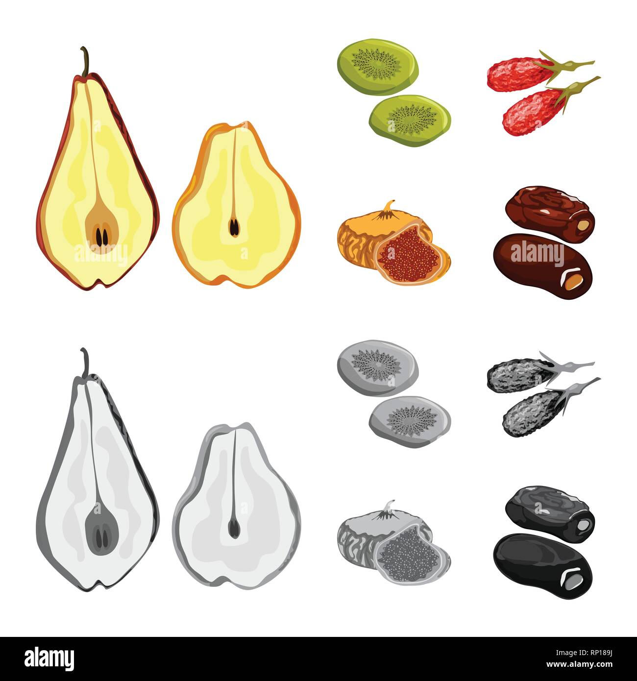 Vector design of food and raw symbol. Collection of food and nature ...
