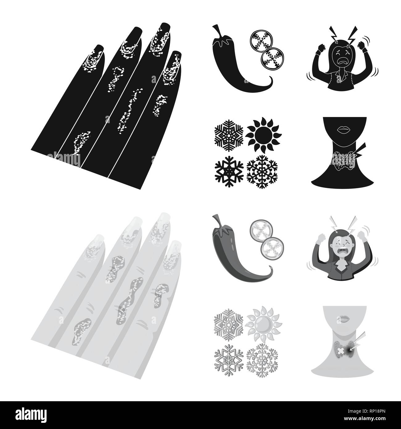 Vector illustration of medical and pain symbol. Set of medical and ...