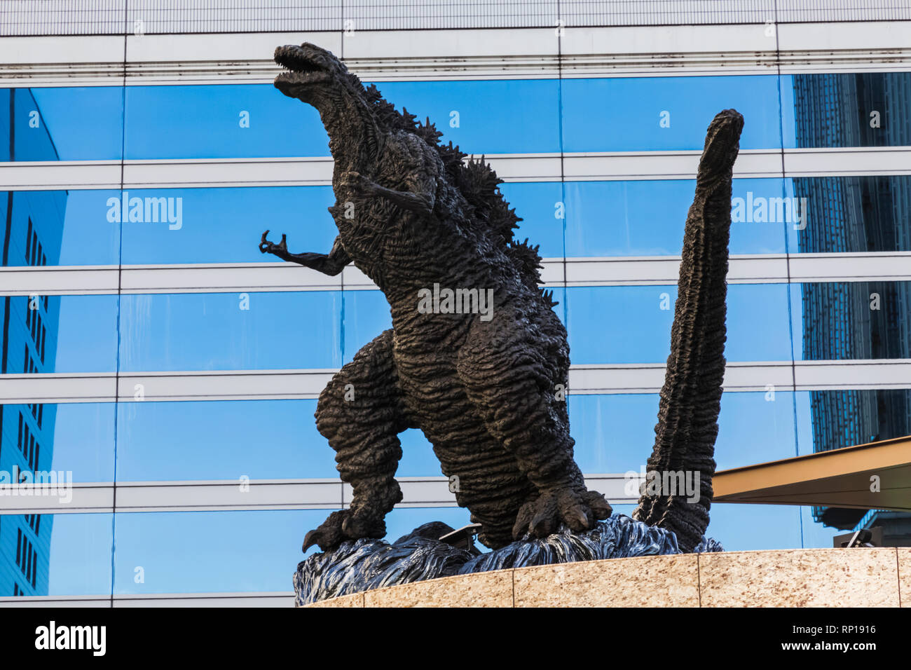 Japan, Honshu, Tokyo, Yurakucho, Hibiya, Godzilla Square, Giant Statue ...
