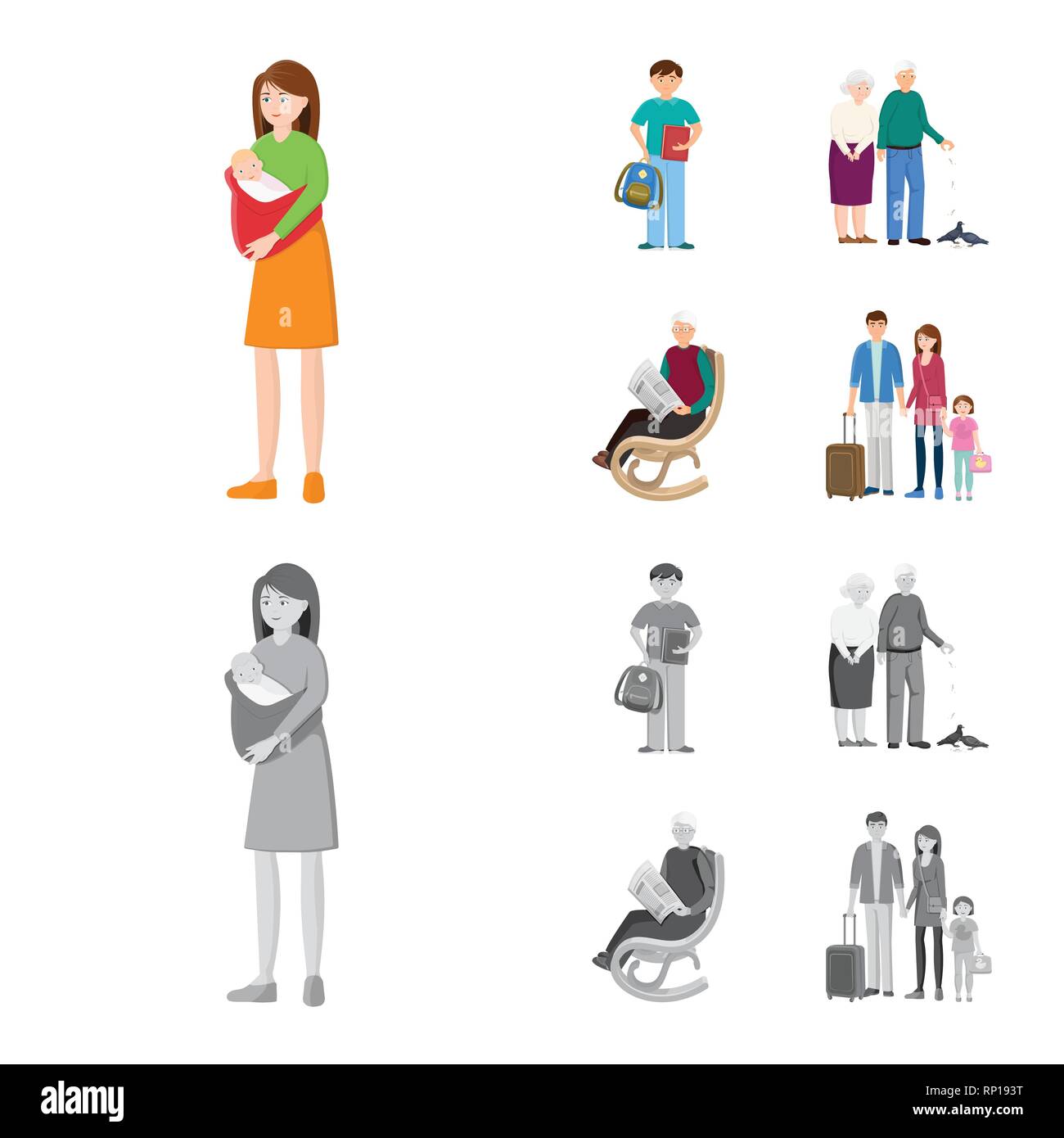 Isolated object of character and avatar sign. Collection of character ...