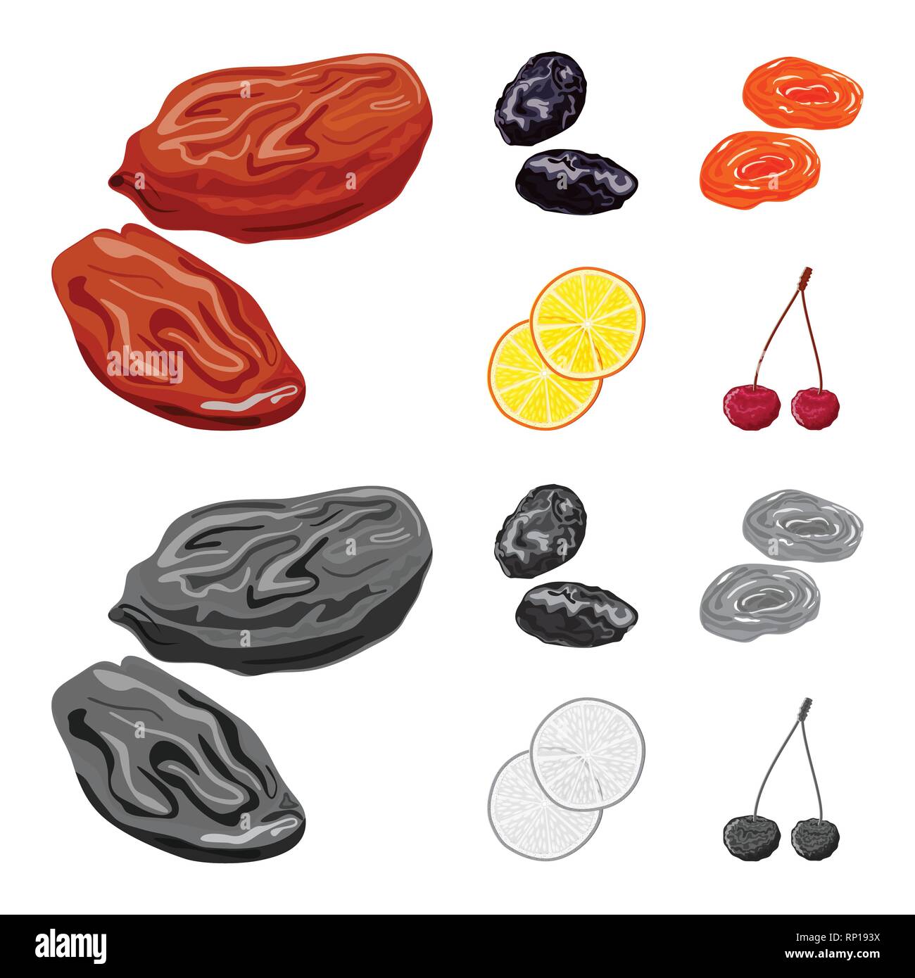 Vector design of food and raw symbol. Collection of food and nature ...