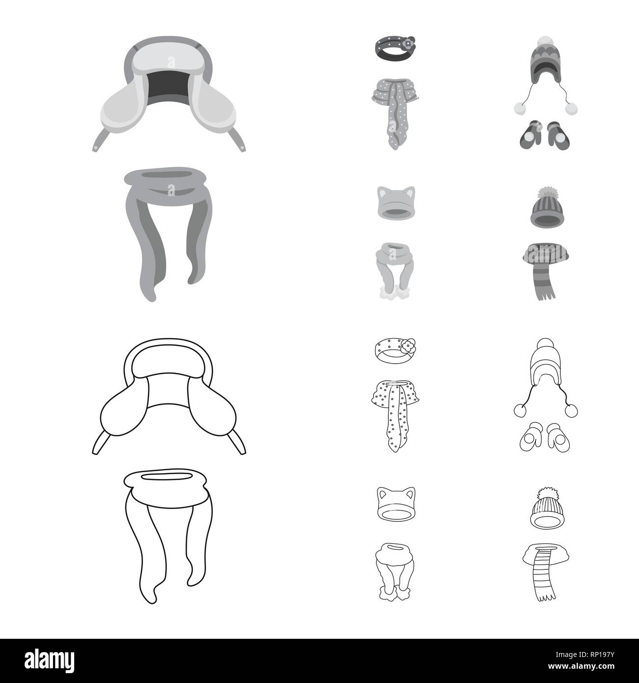 Vector illustration of clothes and texture sign. Set of clothes and ...