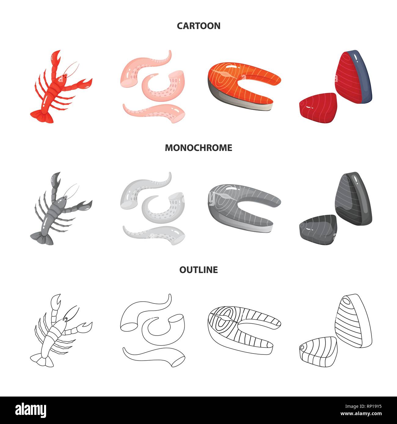 Vector illustration of fresh and restaurant symbol. Set of fresh and ...