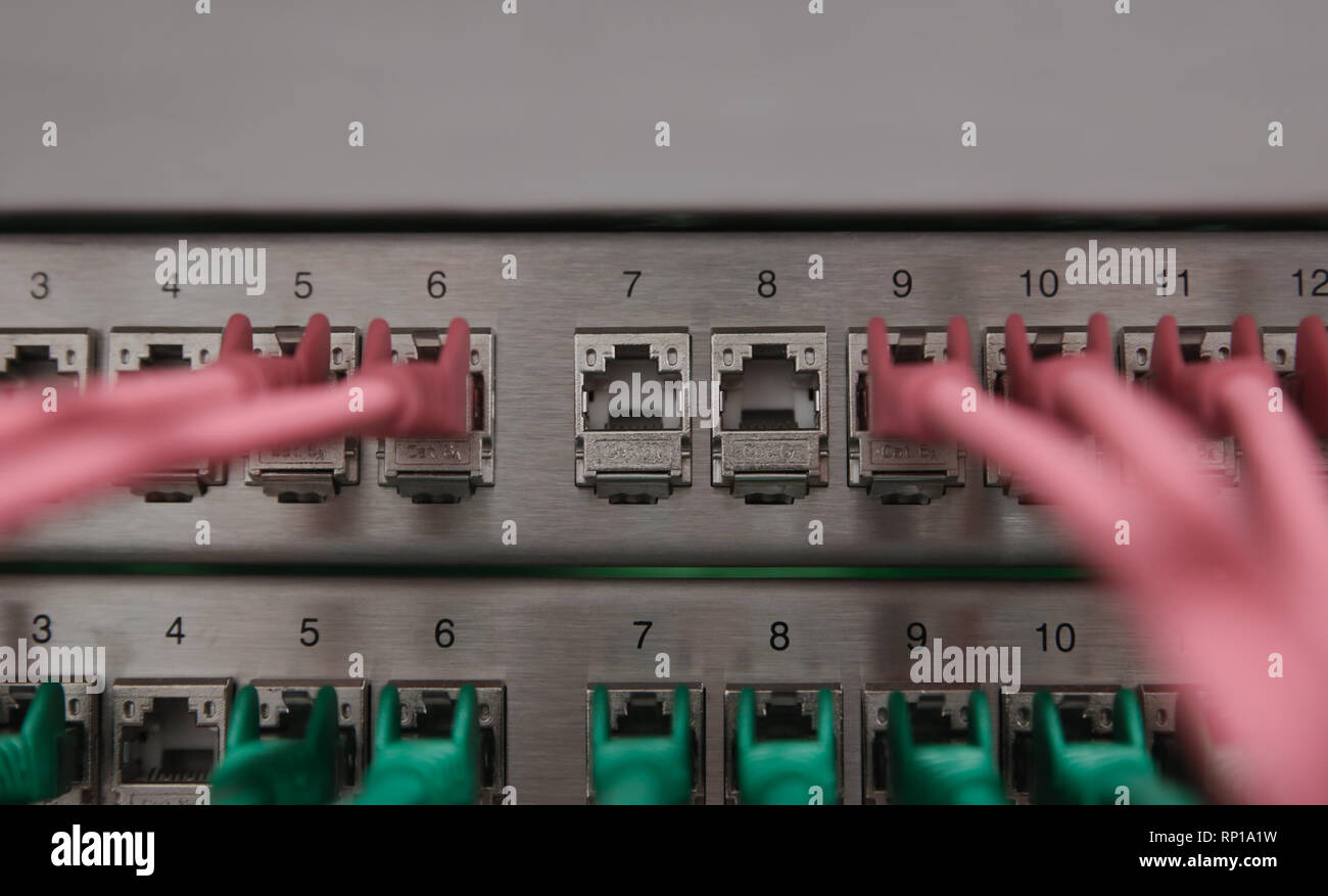 Server Datacenter Port Switches with cables Stock Photo - Alamy