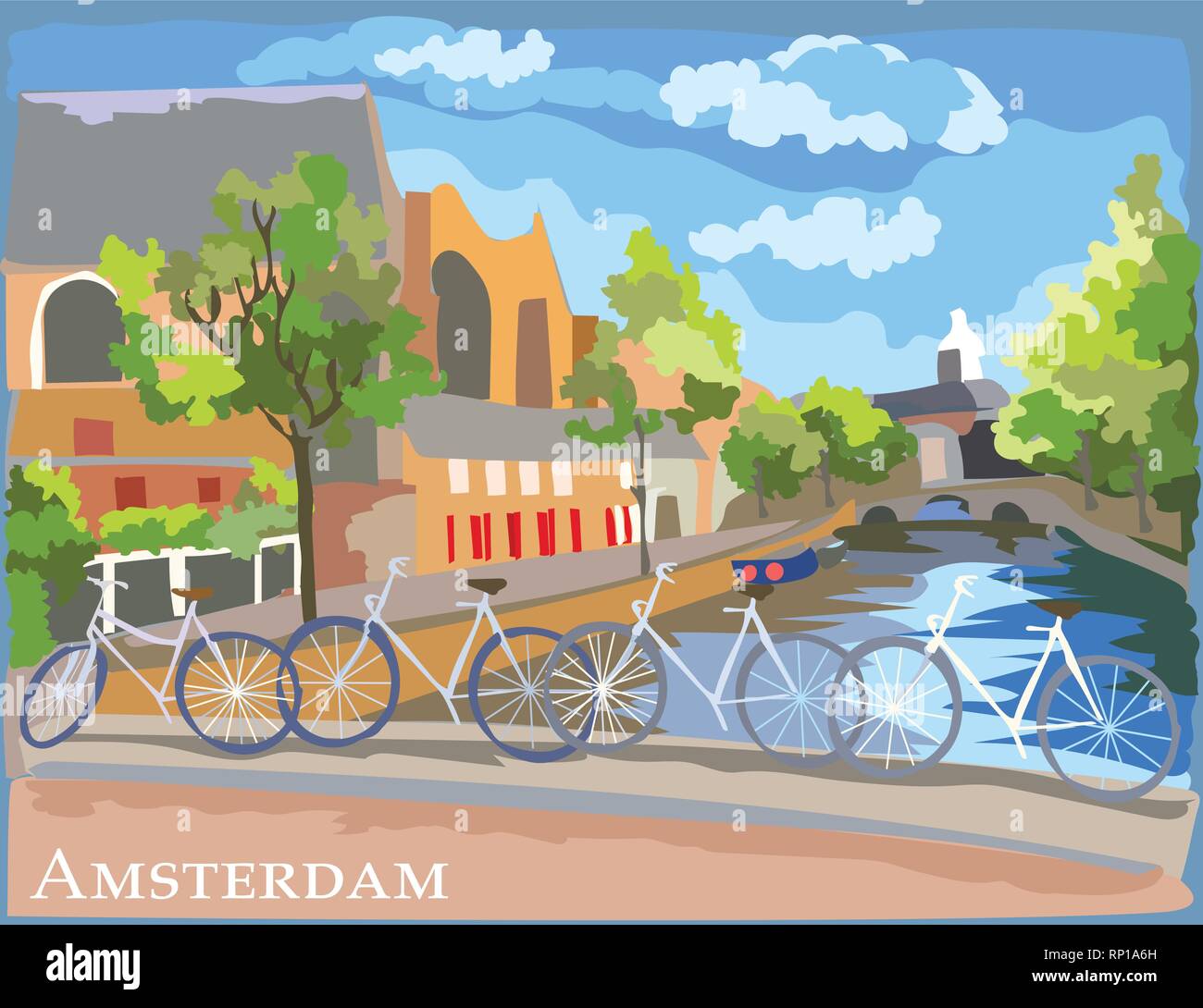 Amsterdam and bicycles Stock Vector Images - Alamy