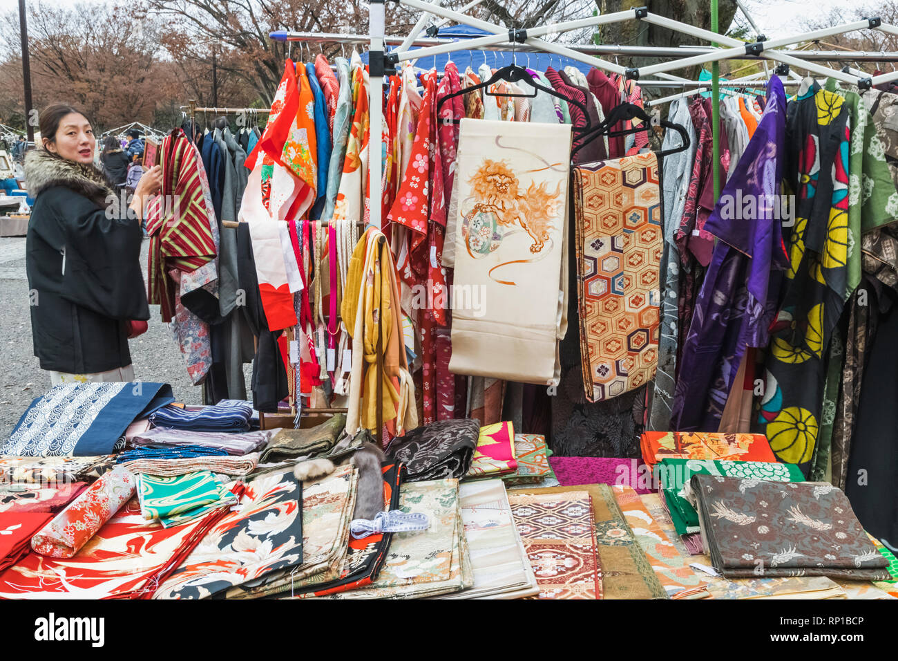 Japan, Honshu, Tokyo, Yoyogi Park, Oedo Antique Market, Display of ...
