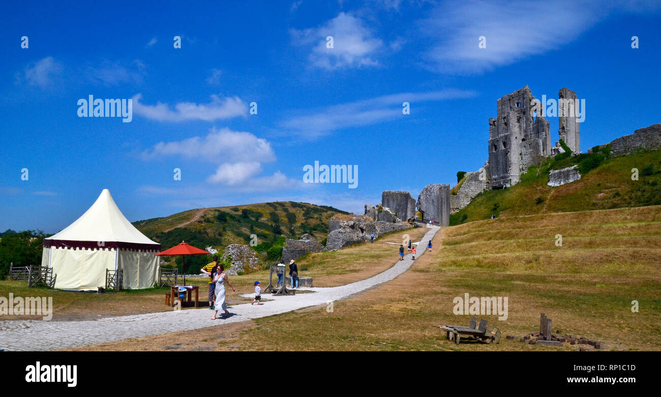 Corfe Castle Castle, Swanage, Isle of Purbeck, Dorset, UK Stock Photo ...