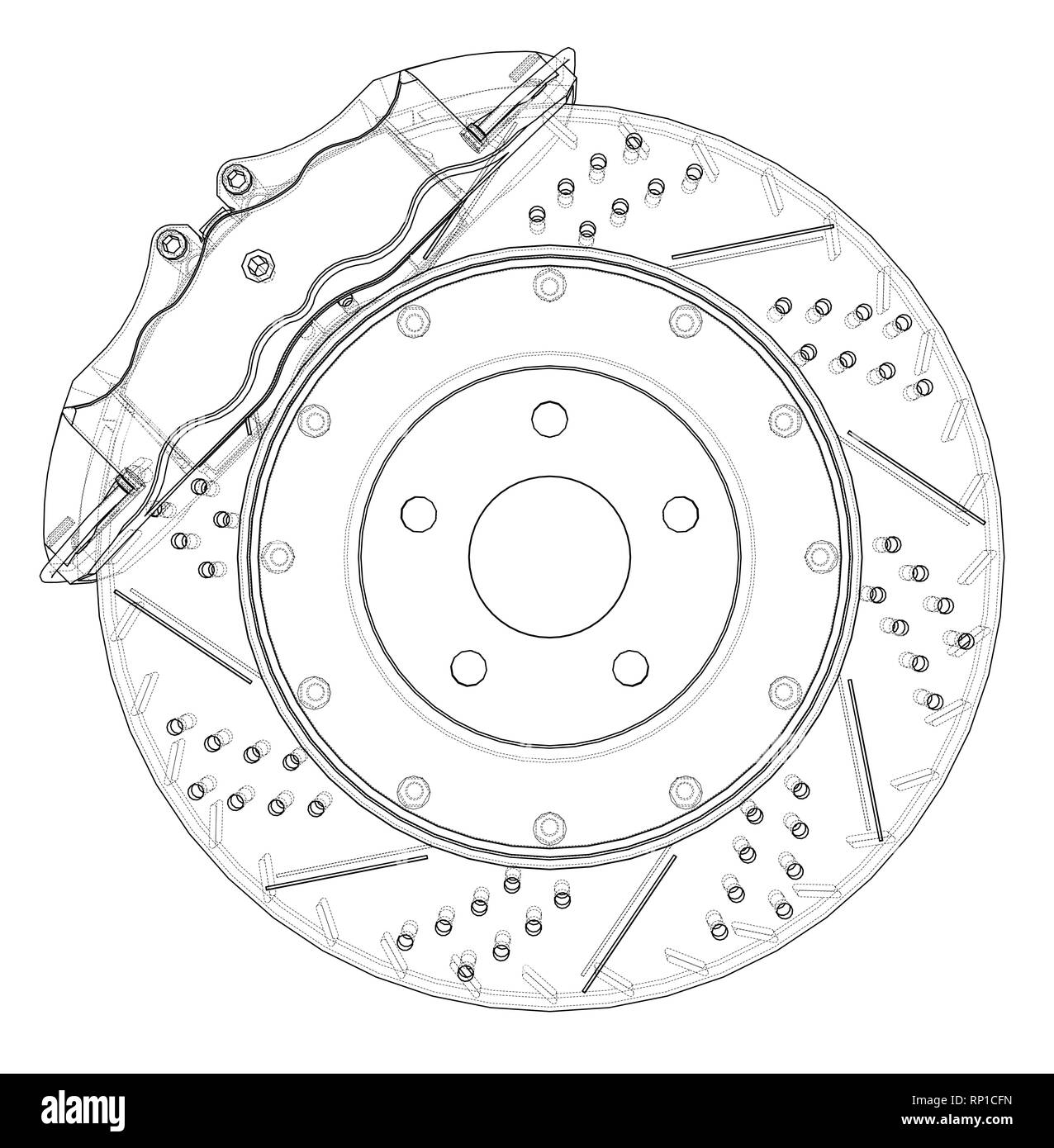 Brake disc outline. Vector rendering of 3d Stock Vector Image & Art - Alamy