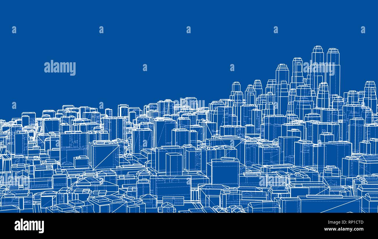 Wire-frame City, Blueprint Style Stock Vector Image & Art - Alamy