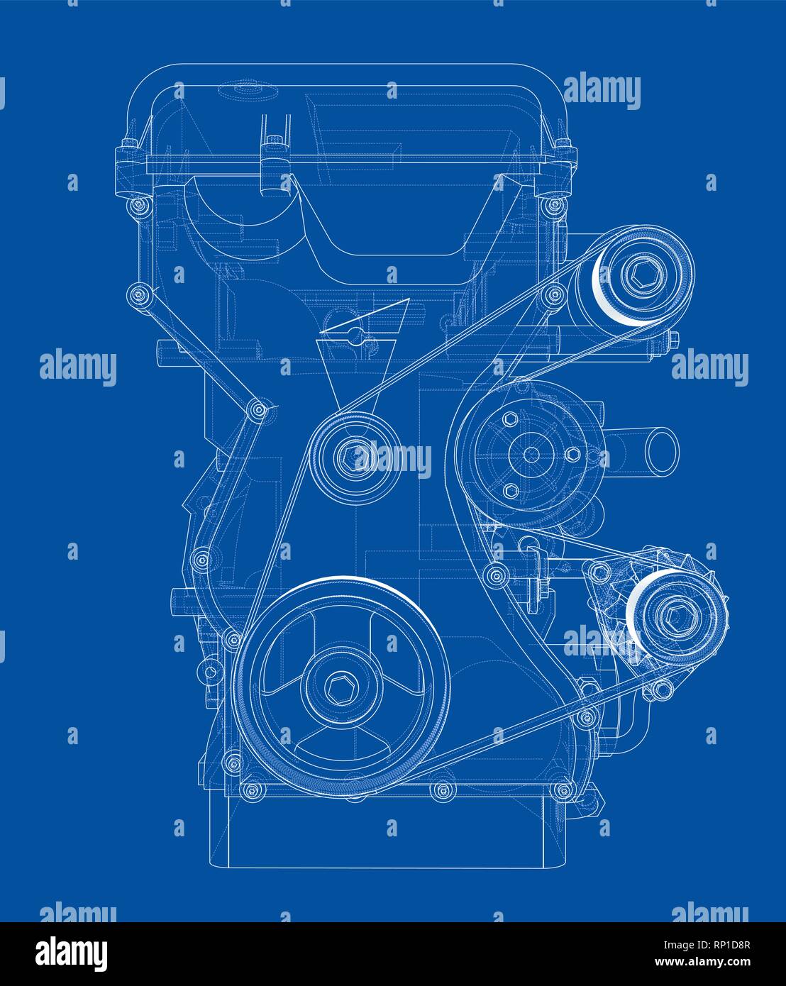 Engine sketch. Vector rendering of 3d Stock Vector Image & Art - Alamy