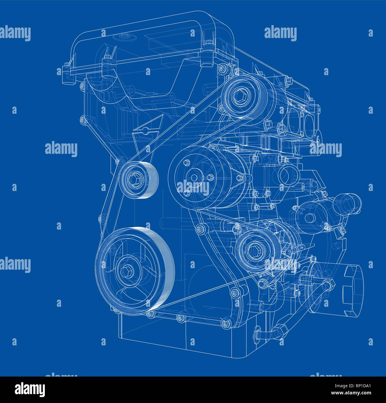 Engine sketch. Vector rendering of 3d Stock Vector Image & Art - Alamy