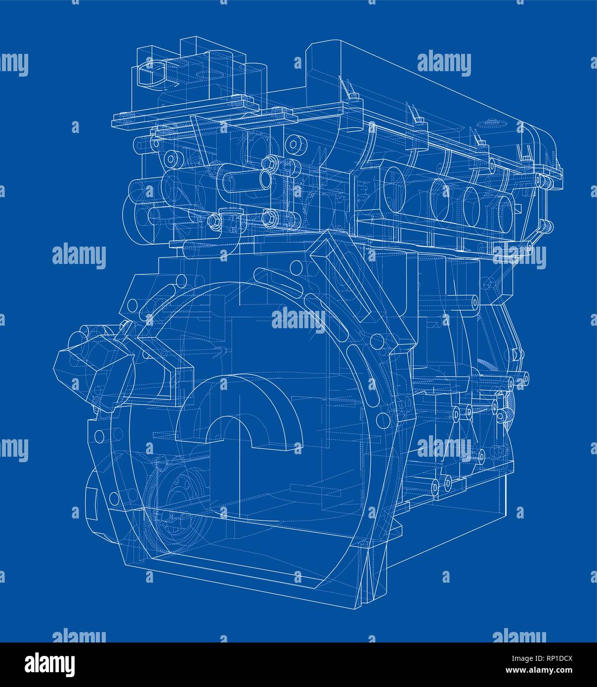 Engine sketch. Vector rendering of 3d Stock Vector Image & Art - Alamy