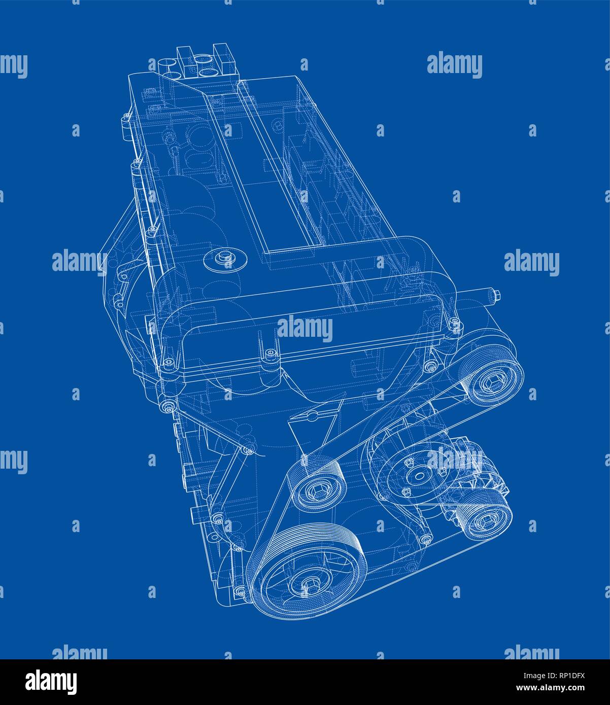 Engine sketch. Vector rendering of 3d Stock Vector Image & Art - Alamy