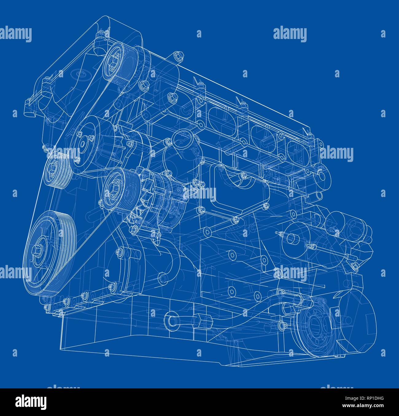 Engine sketch. Vector rendering of 3d Stock Vector Image & Art - Alamy