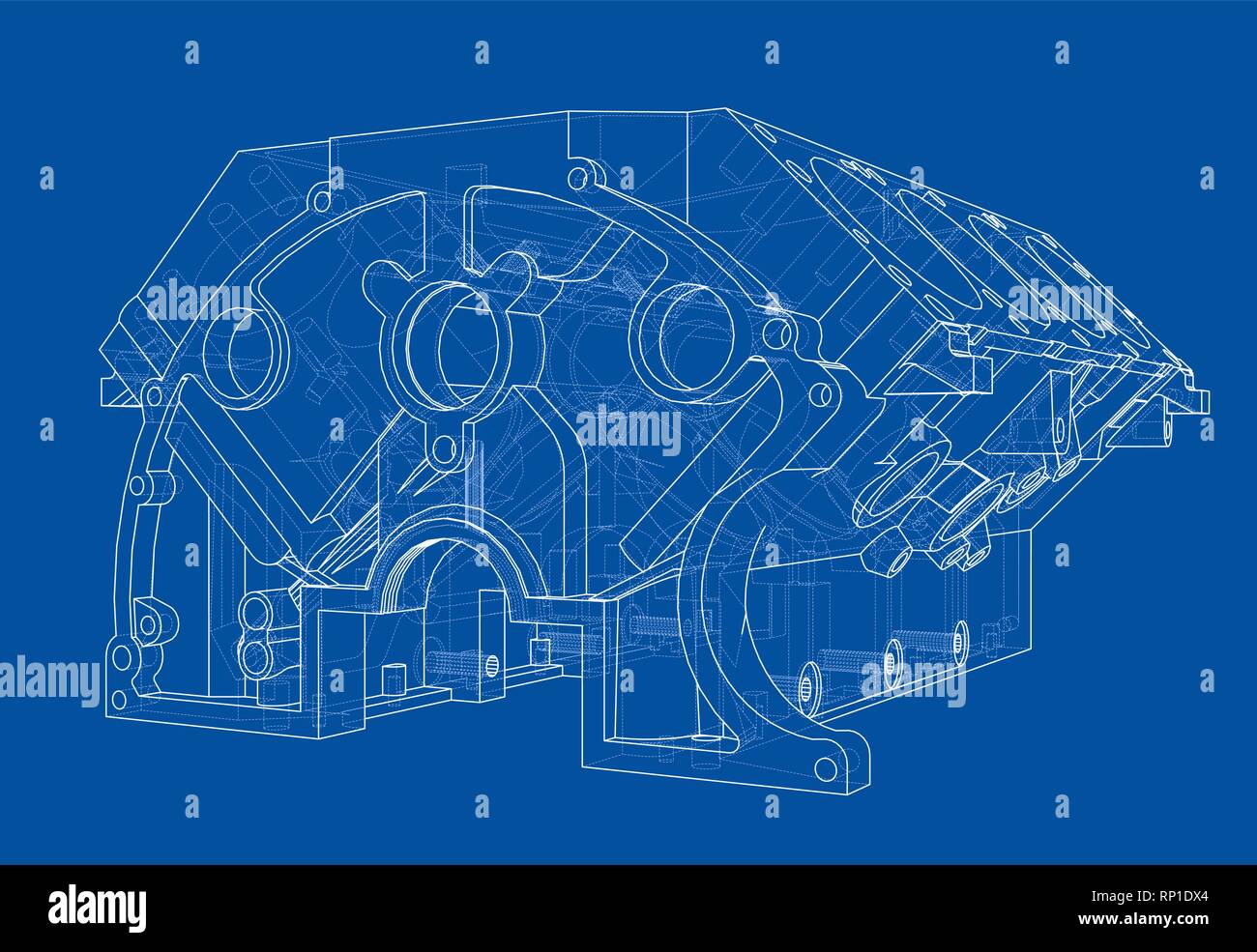 Engine block sketch. Vector rendering of 3d Stock Vector Image & Art ...