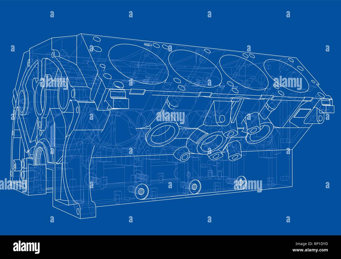 Engine block sketch. Vector rendering of 3d Stock Vector Image & Art ...