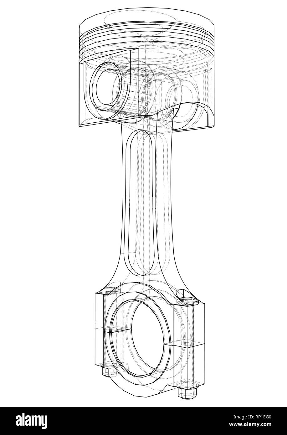 Sketch of piston. Vector rendering of 3d Stock Vector Image & Art - Alamy