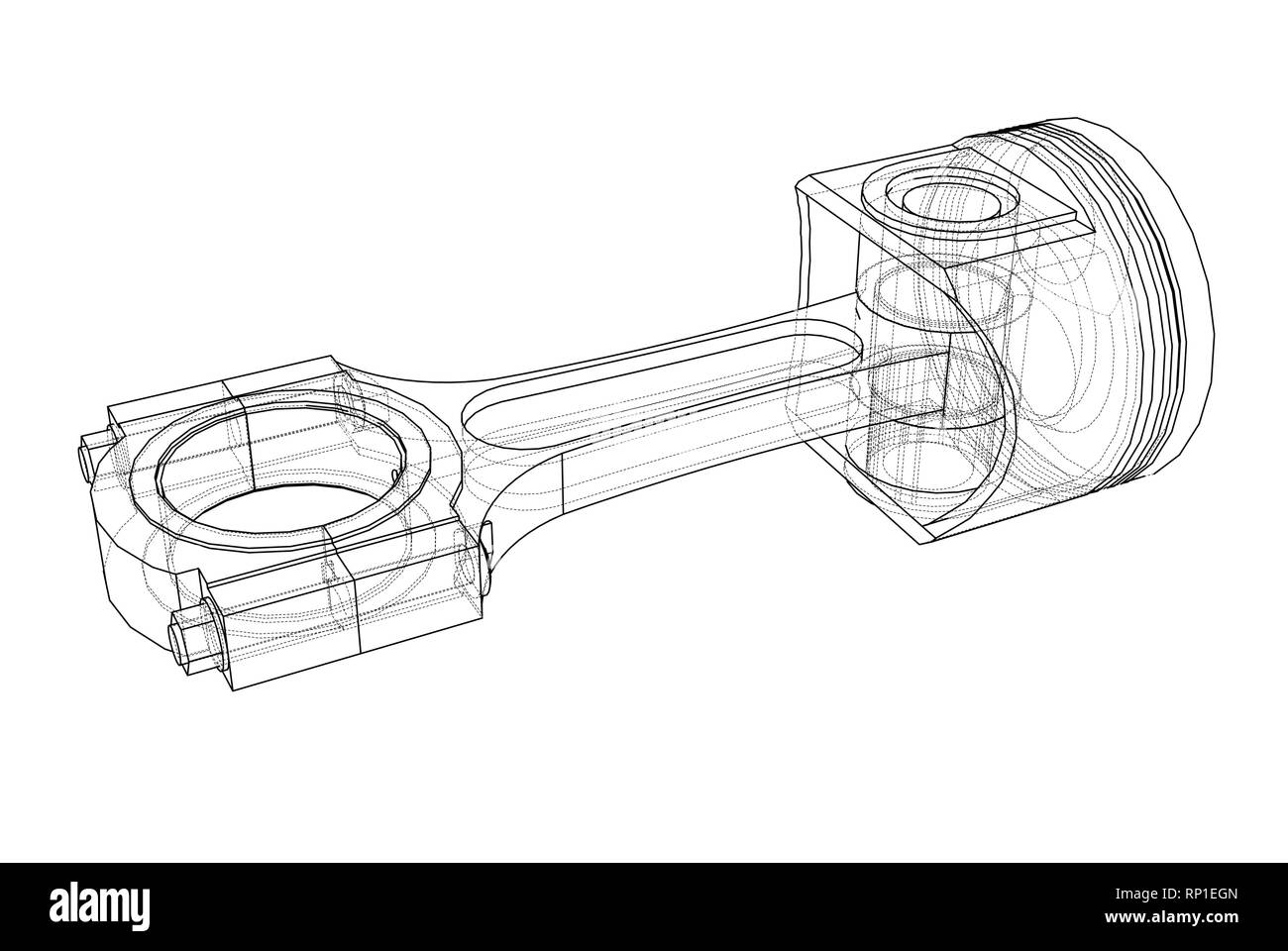 Sketch of piston. Vector rendering of 3d Stock Vector Image & Art - Alamy