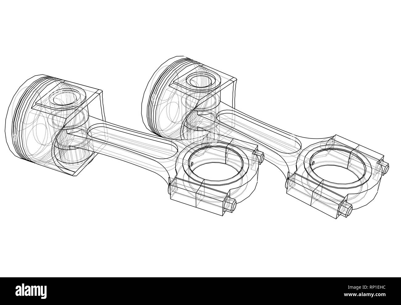 Sketch of piston. Vector rendering of 3d Stock Vector Image & Art - Alamy