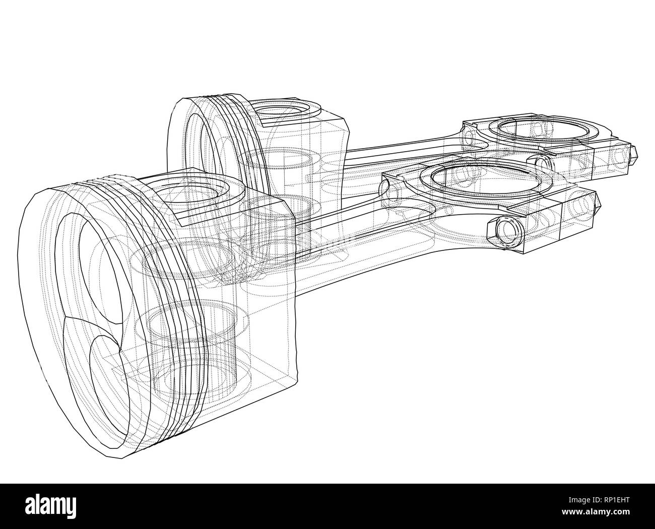 Sketch of piston. Vector rendering of 3d Stock Vector Image & Art - Alamy