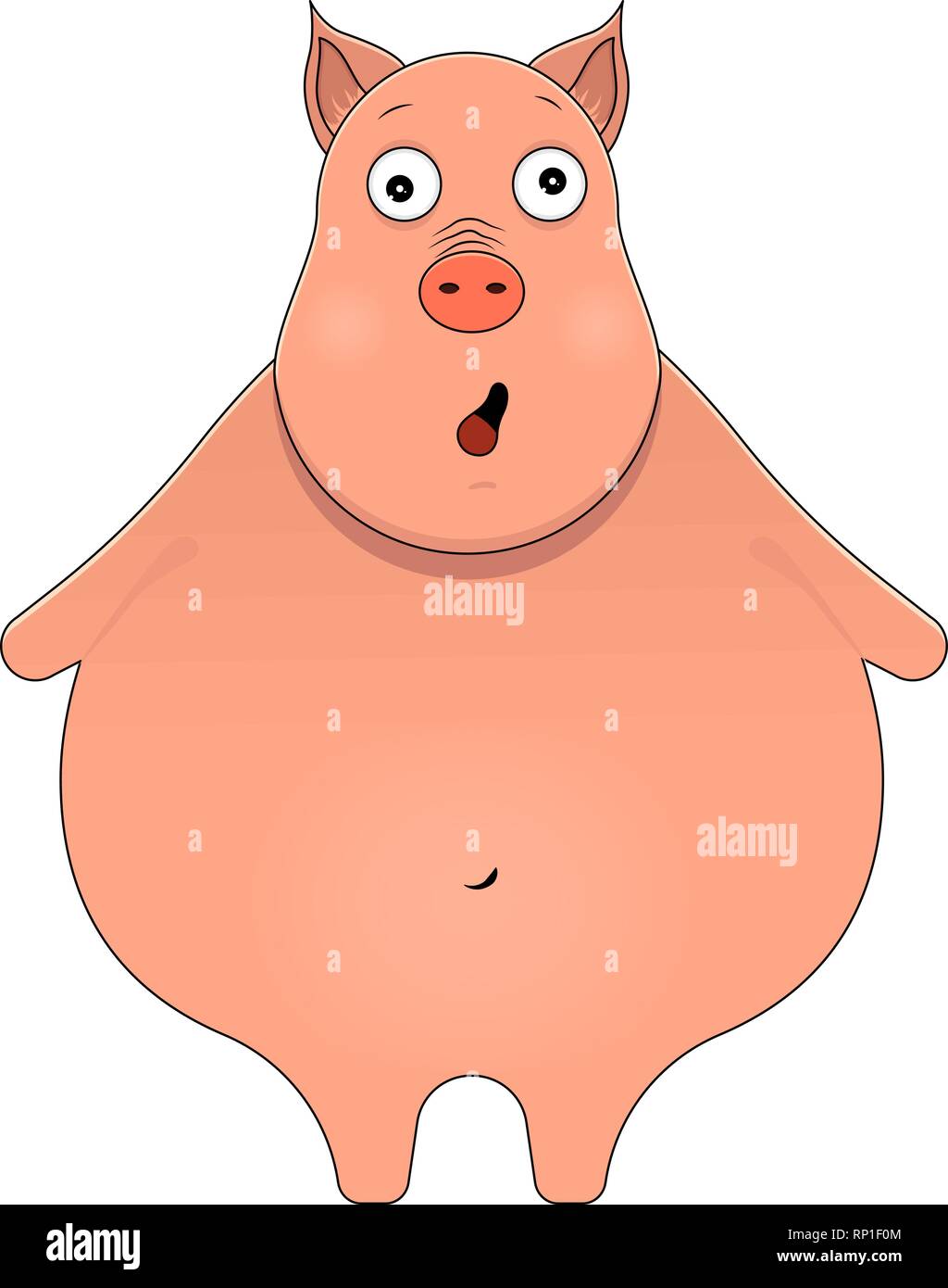 Little pig looking amazed in cartoon style. Kawaii animal Stock Vector ...