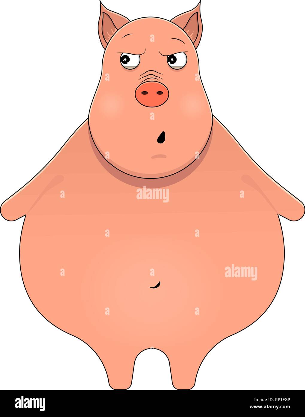 Little pig looking paranoid in cartoon style. Kawaii animal Stock ...
