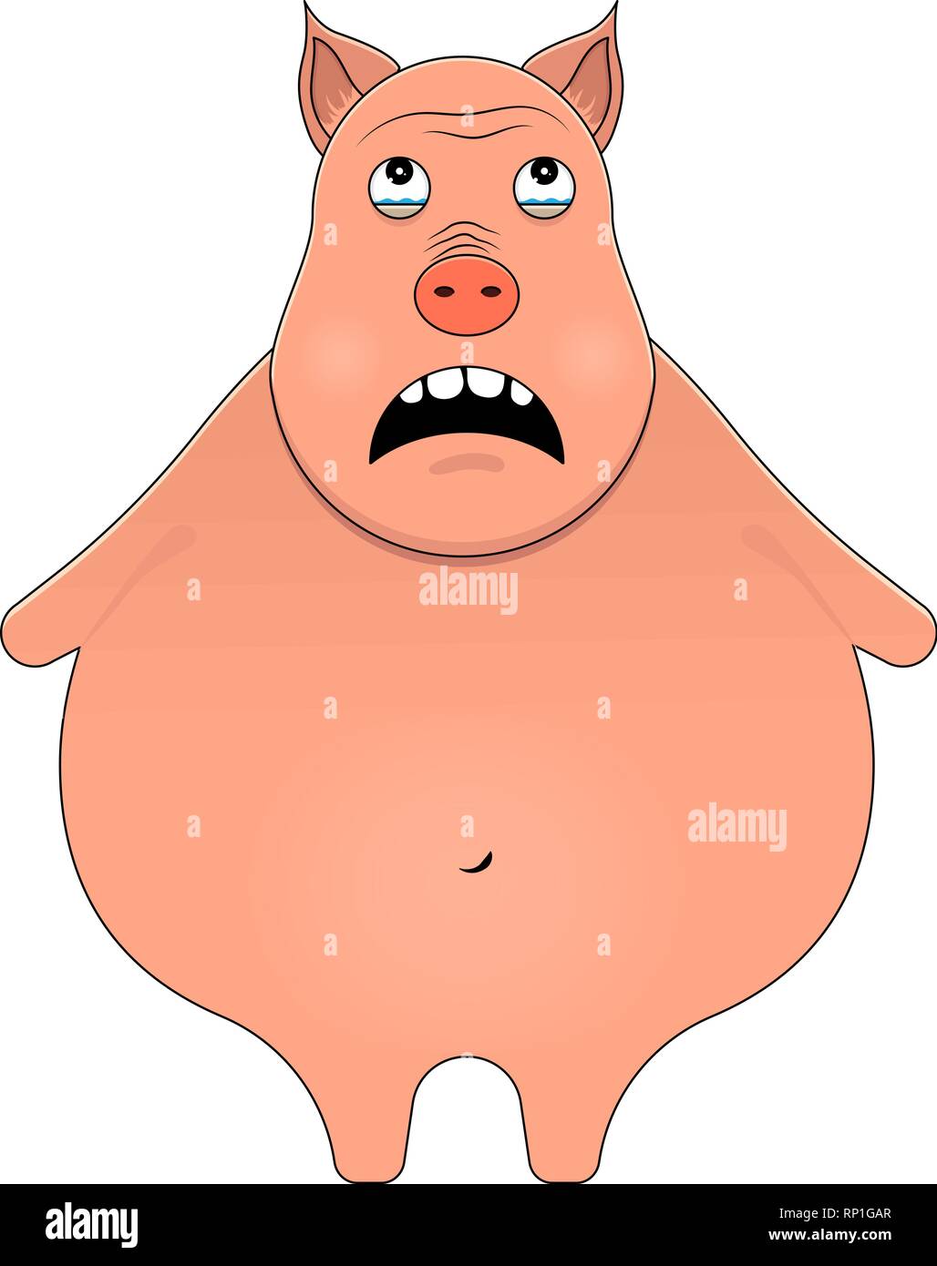 Little pig looking terrified in cartoon style. Kawaii animal Stock ...