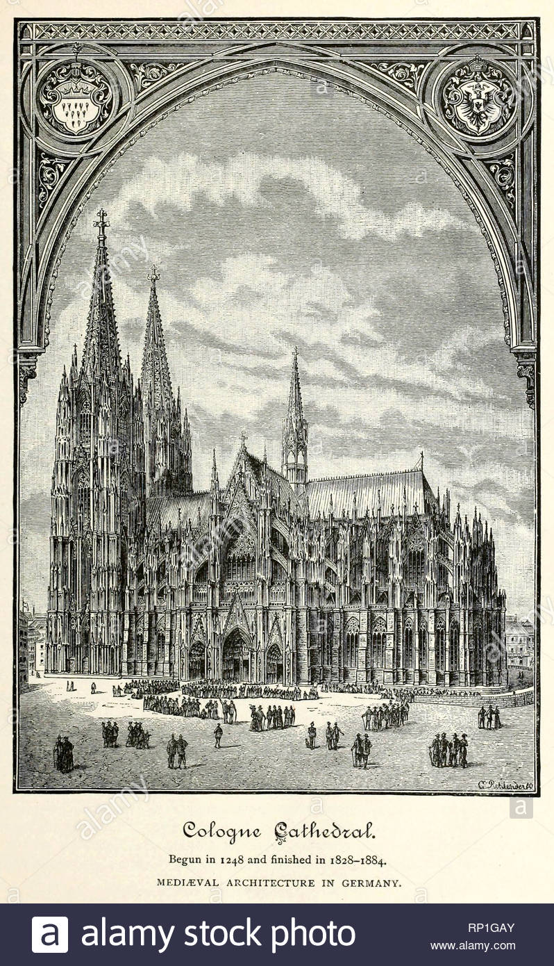 Cologne Cathedral, Germany, engraving from 1800s Stock Photo - Alamy