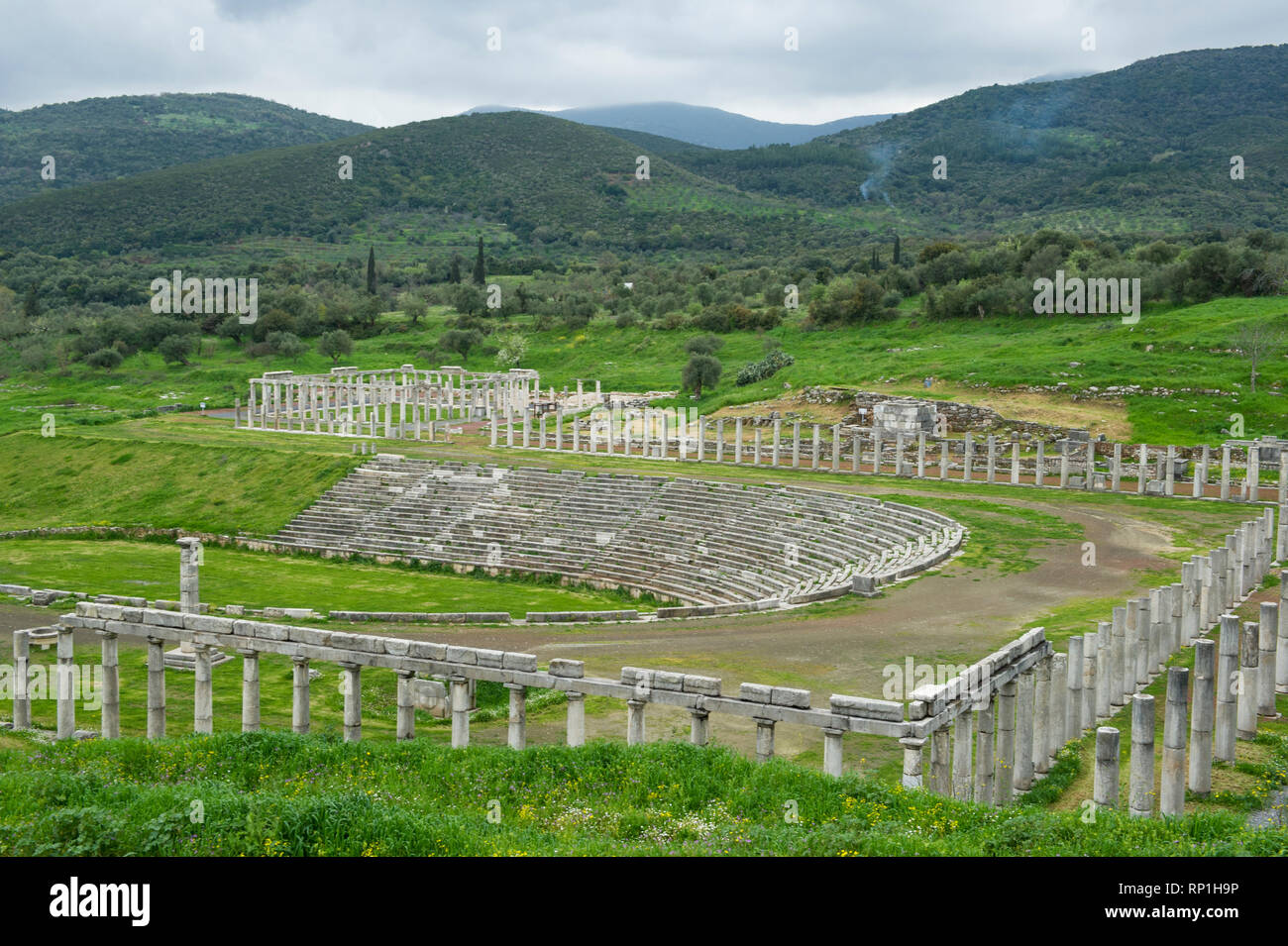 The stadium and the gymnasium, Ancient Messene, Greece Stock Photo - Alamy