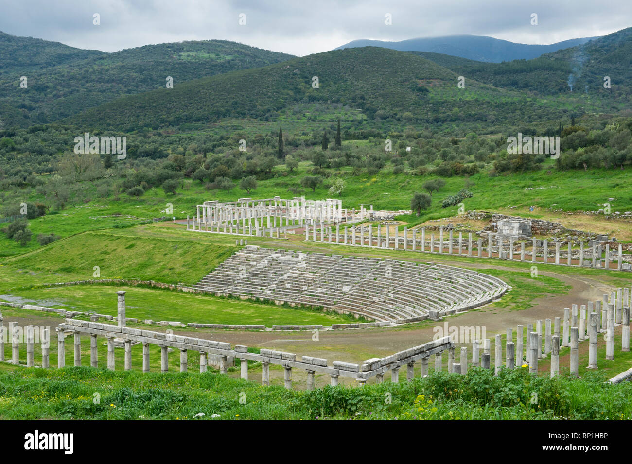 The stadium and the gymnasium, Ancient Messene, Greece Stock Photo - Alamy