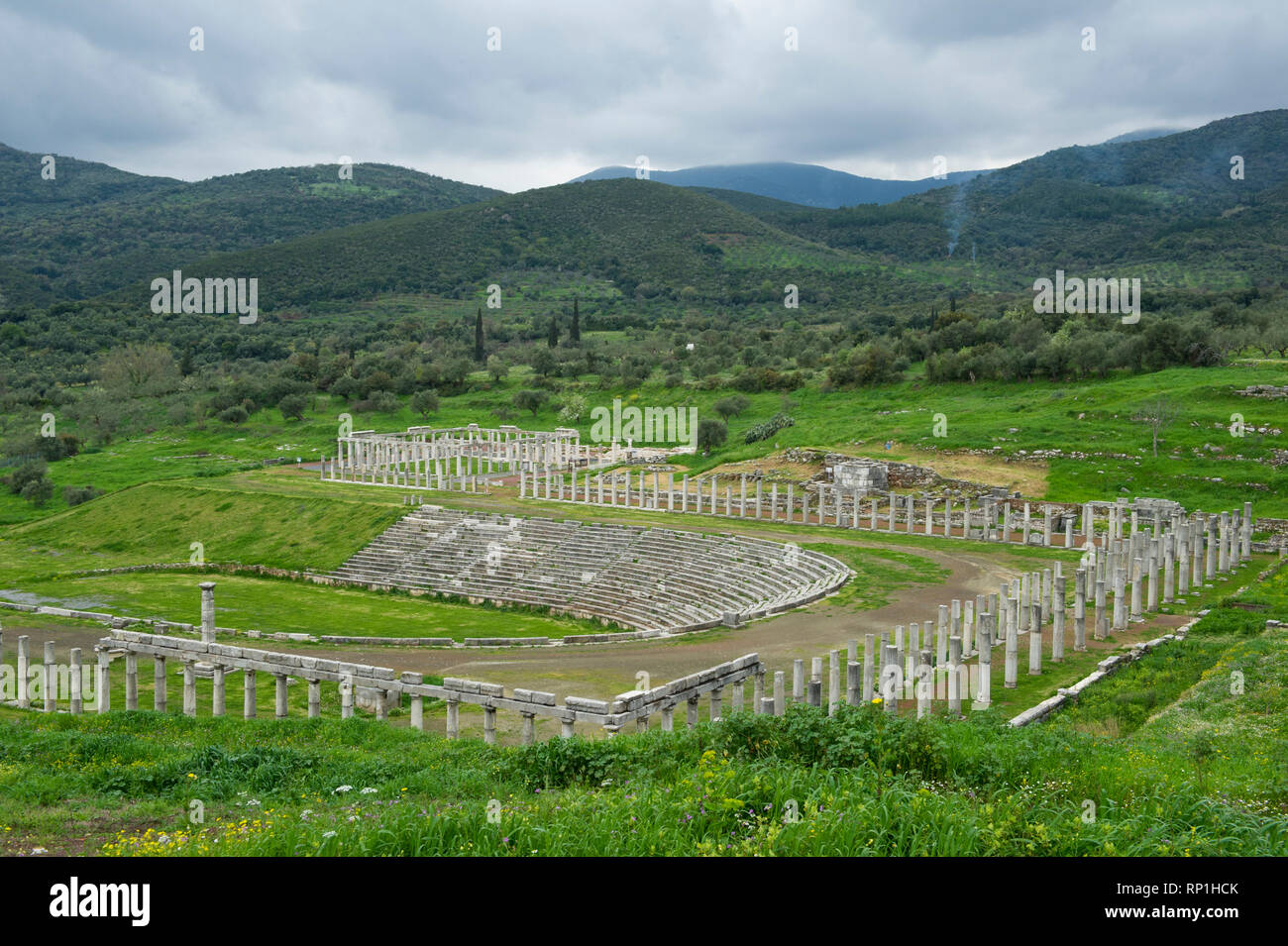The stadium and the gymnasium, Ancient Messene, Greece Stock Photo - Alamy