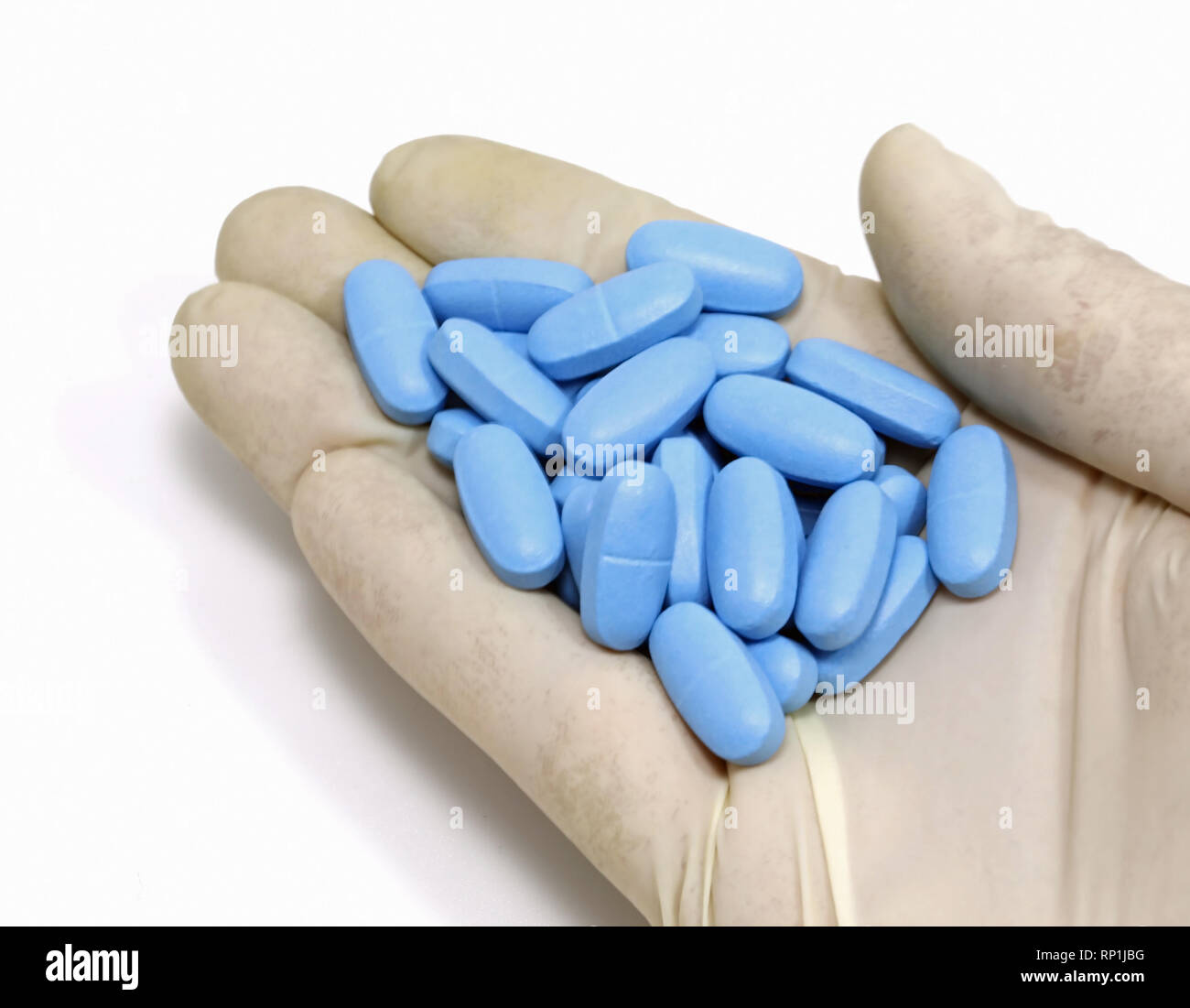 hand with white glove and many blue tabs on white background Stock ...