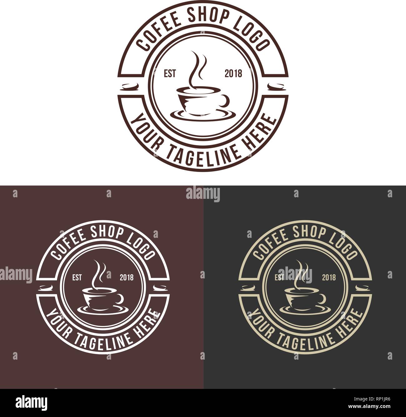 Vintage Coffee shop logo vector illustration. Espresso coffee icon ...