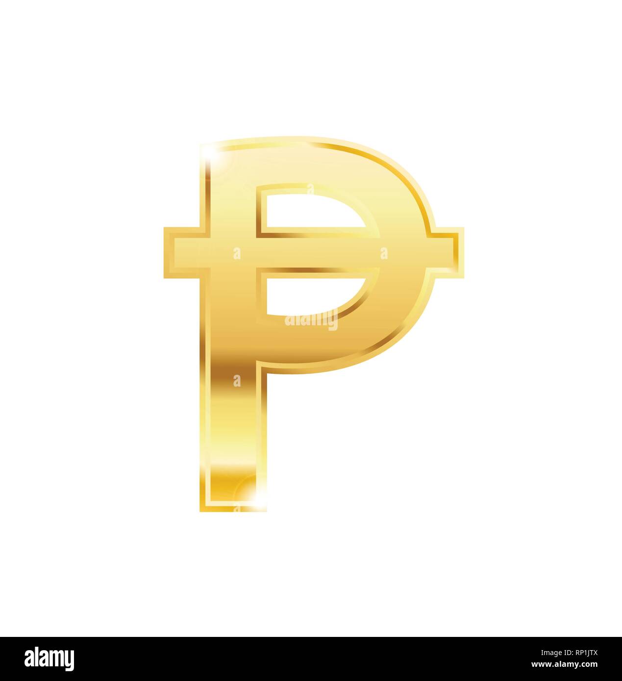 Golden peseta symbol isolated web vector icon. Peseta trendy 3d style ...