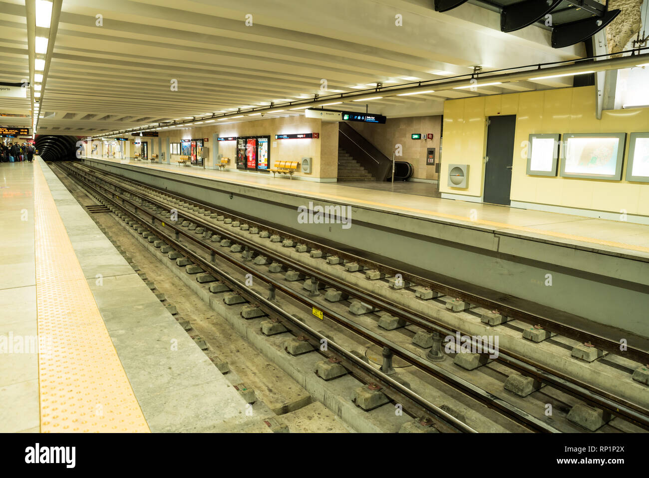Lisbon Metro (Metropolitano de Lisboa) station at Portela Airport . The ...
