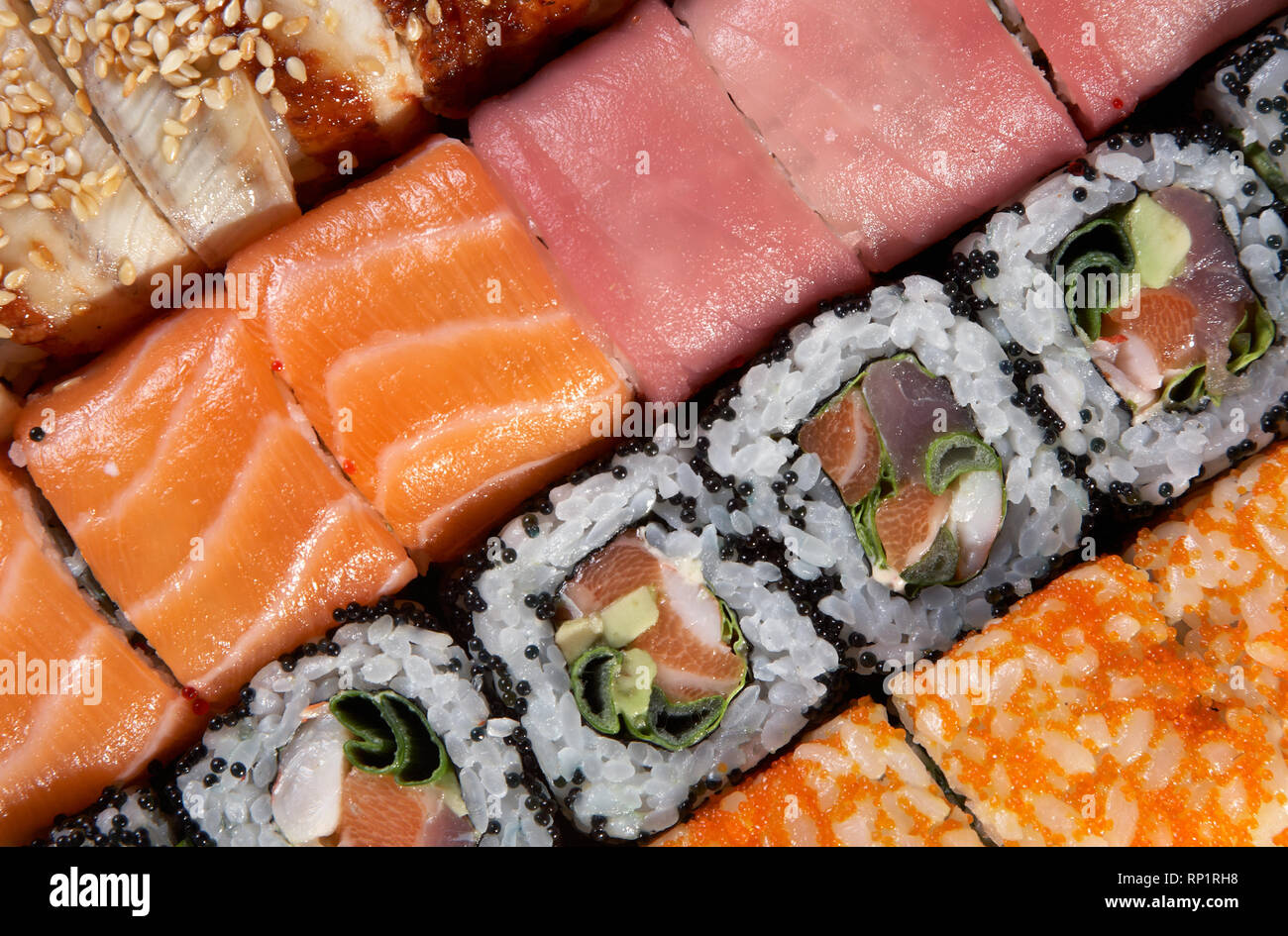Set of Japanese sushi background Stock Photo - Alamy