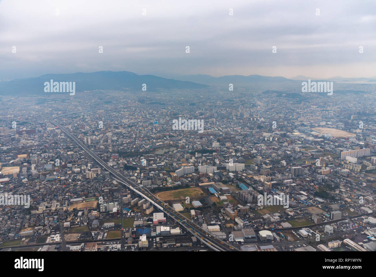 a bird's eye view of Fukuoka City, Japan Stock Photo - Alamy